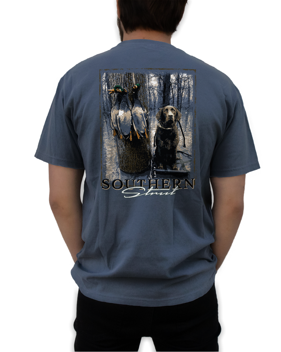 MARSH DOG WITH DUCKS – Timber Stand Tee – Southern Strut Brand