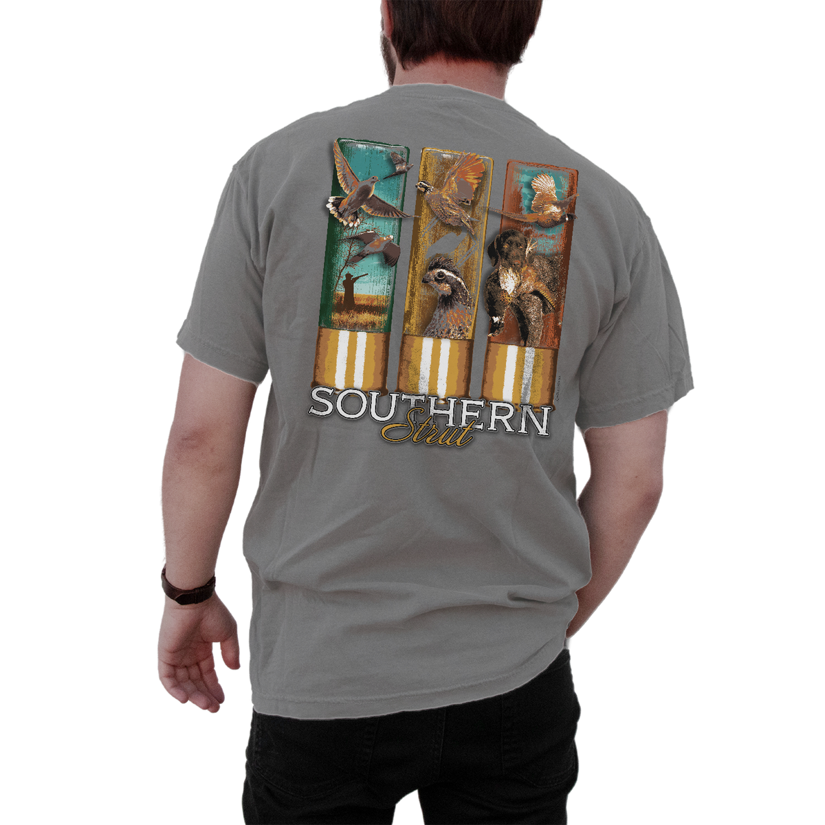 SHOTGUN BIRD HUNT – Southern Strut Wings & Shells Tee – Southern Strut ...