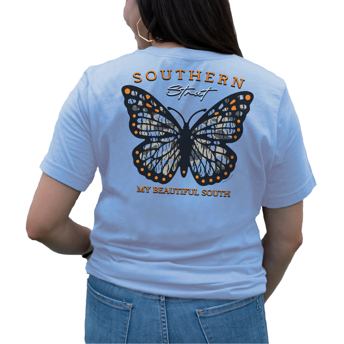 CAMO BUTTERFLY Tee – Southern Strut Women’s Graphic Shirt – Southern ...