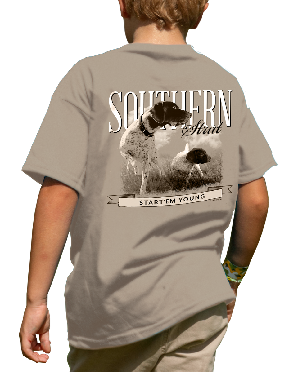 POINTER PUP Youth Tee – “Start ‘Em Young” – Southern Strut Brand