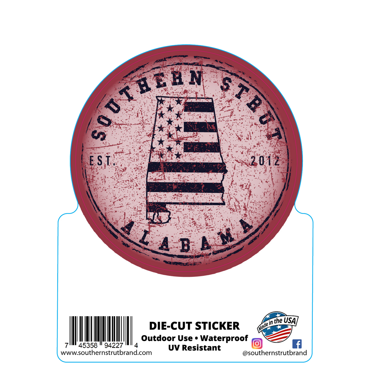 Alabama State Pride Sticker – Southern Strut Brand